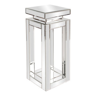 Howard Elliott Mirrored Pedestal Table, 12"x12"x28" - Contemporary ...