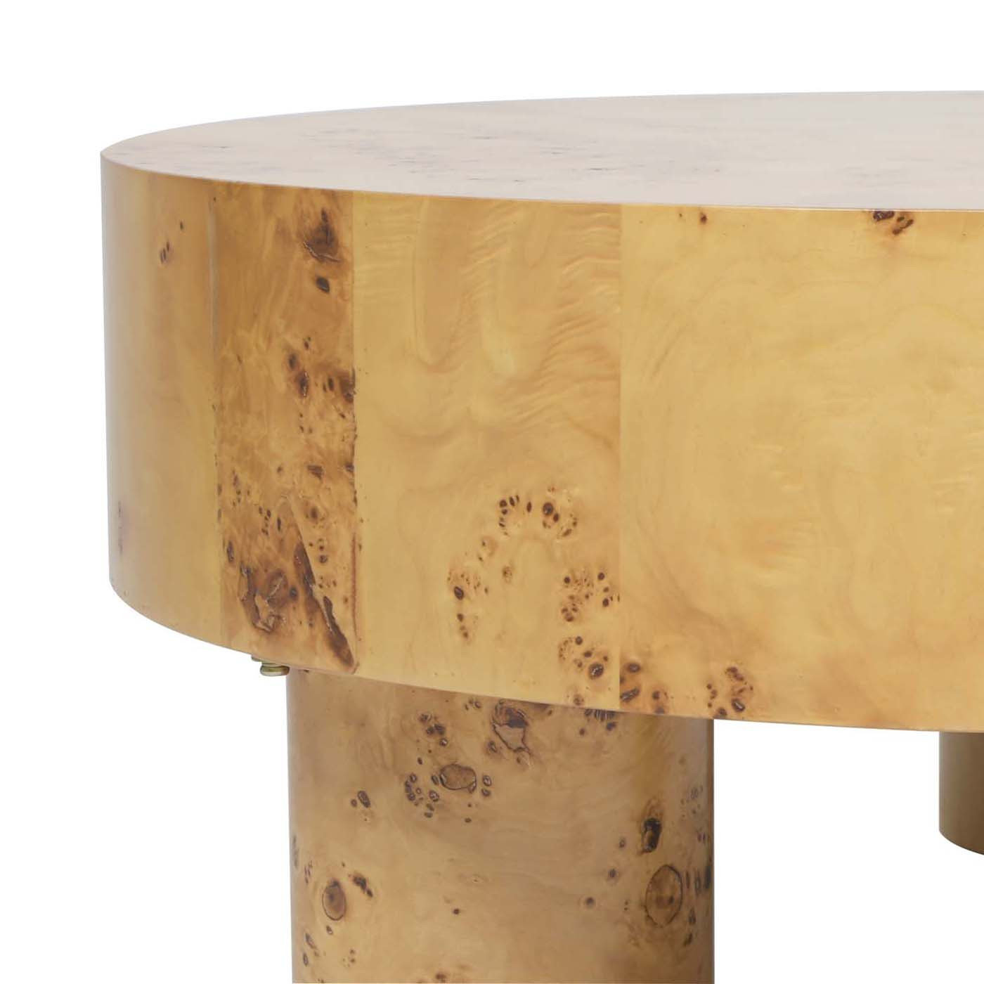 Nebula 35.5" Burl Wood Round Pillar Leg Coffee Table, Warm Natural ...