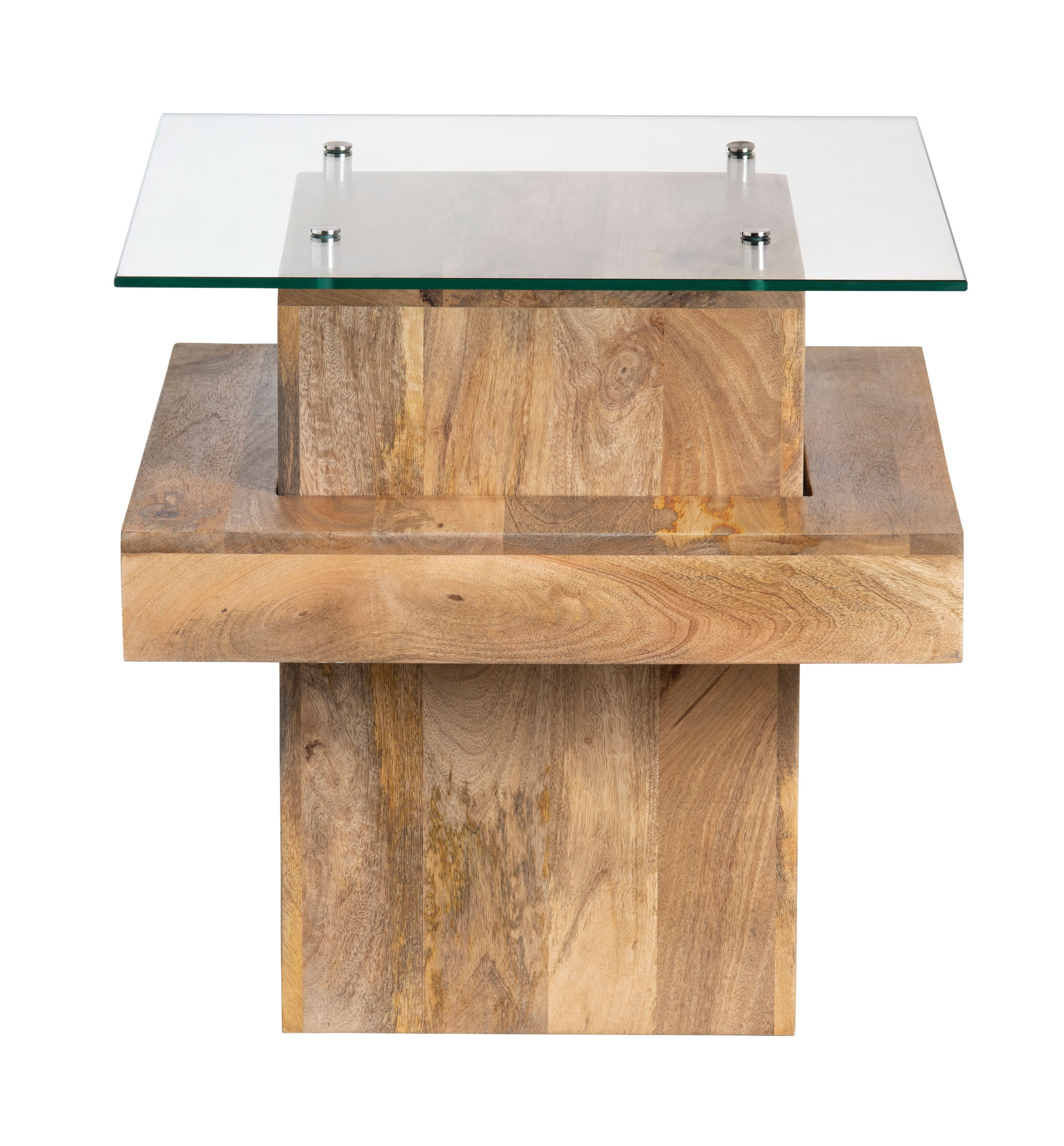 Monaco Mango Wood and Glass End Table, Brown - Rustic - Side Tables And ...