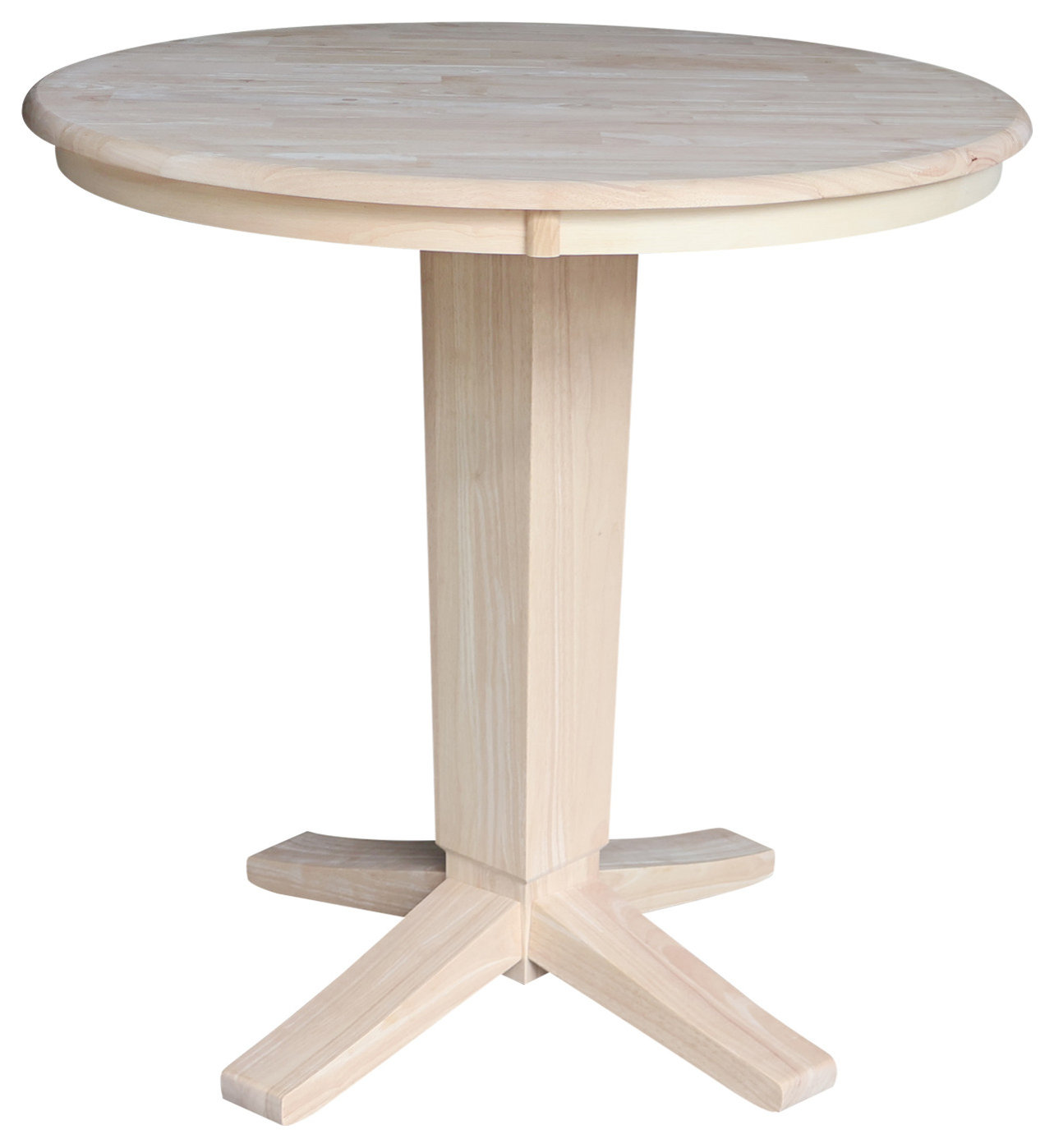 36" Round Top Counter Height Dining Table with Stools in Unfinished, 3 ...