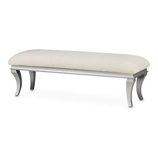 Michael Amini Hollywood Swank Faux-Fur Bed Bench - Platinum Silver ...