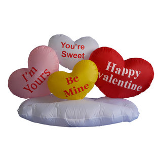 Valentine's Day Inflatable Love Hearts & Cloud Yard Decoration, 5' Long ...
