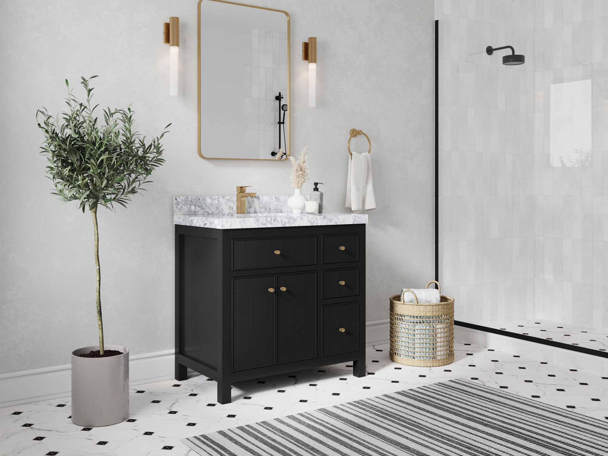 Willow Collection Sonoma 36 Left Offset Bath Vanity, 36" Left Offset ...