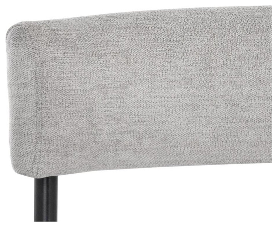 Maklaine Fabric Bar Stool Chair in Stone With Square Seat & Footrest ...