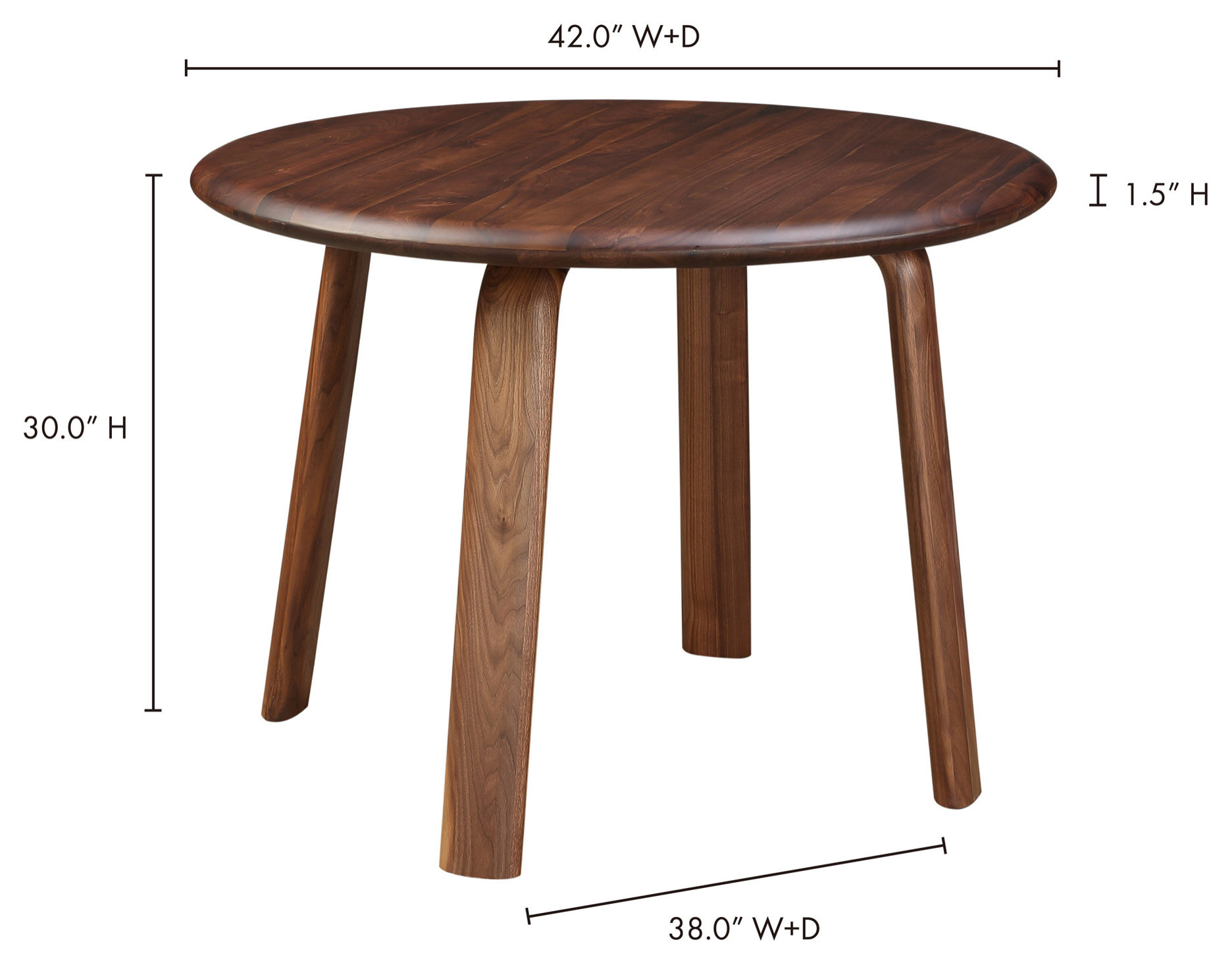Malibu Round Dining Table Walnut - Midcentury - Dining Tables - by Kolibri Decor | Houzz