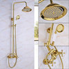 Luxury Gold Rainfall Bath Shower Faucet Set Tub Spout Mixer Tap - Transitional - Showerheads And ...