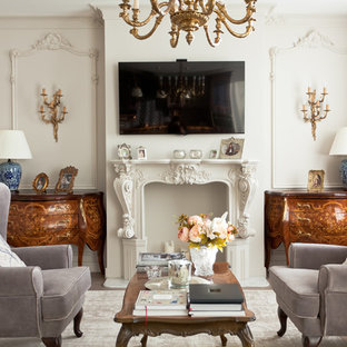 75 Beautiful Victorian Living Room With A Wall-Mounted TV Pictures ...