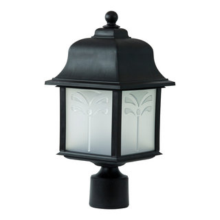 Decorative Outdoor Energy Saving Orchid Post Fixture Black Frost Lens ...