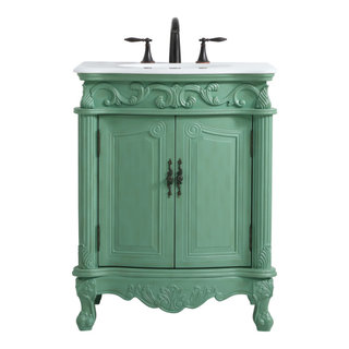 Elegant 27" Single Bathroom Vanity in Vintage Mint - Eclectic ...