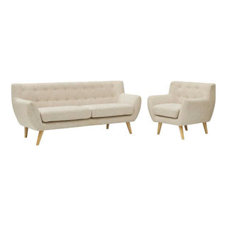 Marcy Beige 2 Piece Living Room Set - Midcentury - Living Room ...