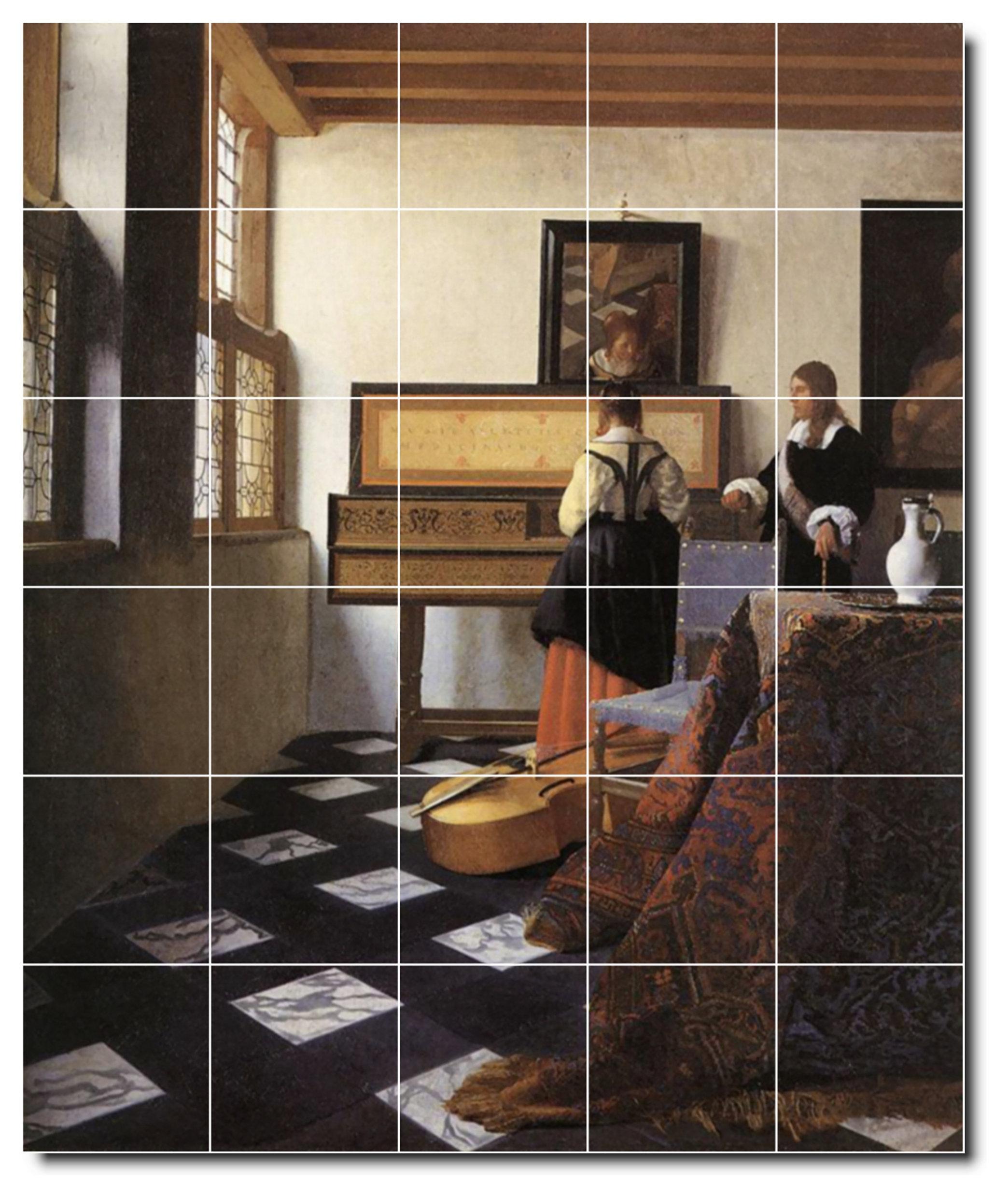Johannes Vermeer Women Painting Ceramic Tile Mural #129, 30" Wide x 36 ...