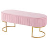 Demi Glam Pleated Bench, Gold Steel/Pink Velvet - Contemporary ...