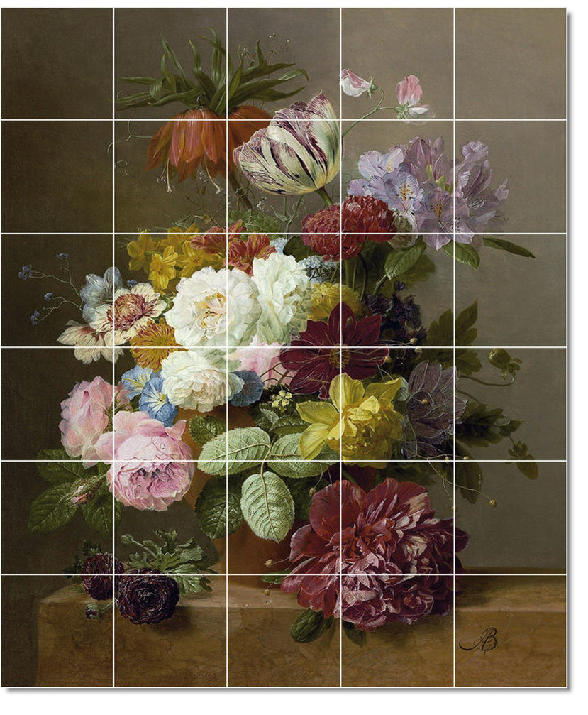 Flowers Tile Mural By Bloemers Arnoldus, 40" Wide x 48" High ...