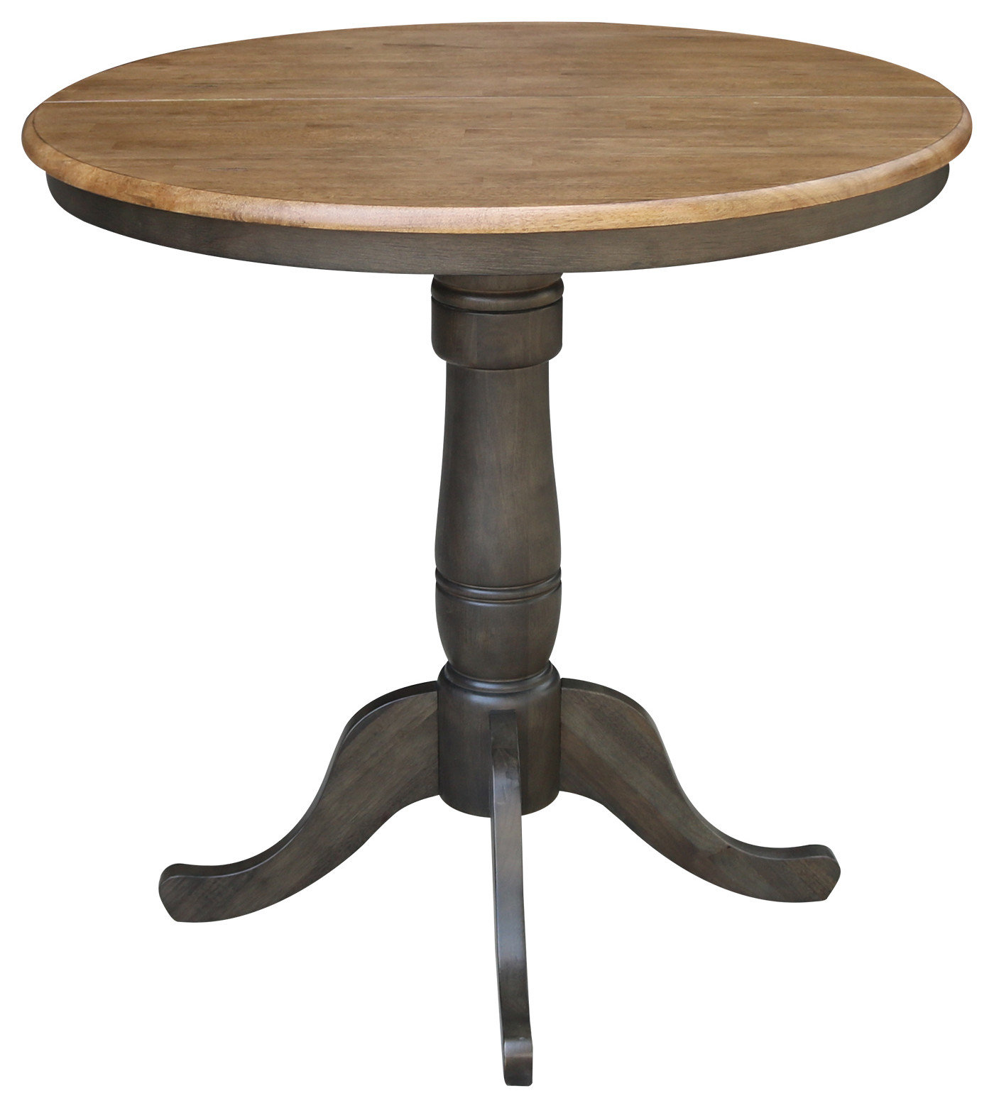 36" Round Top Pedestal Table With 12" Leaf, 35.3 Inch High ...