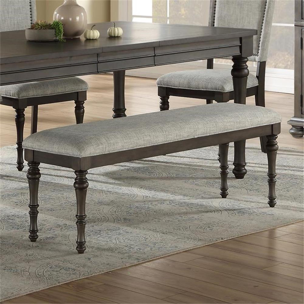 Steve Silver Linnett Gray Fabric Dining Bench - Traditional - Dining ...