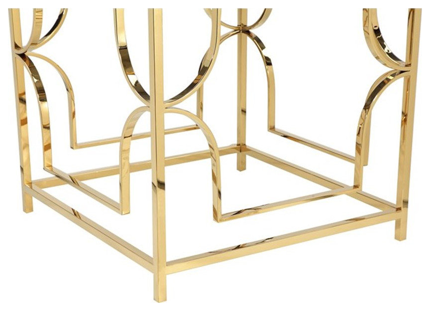 American Home Classic Edward Round Metal Dining Table in High Polish ...