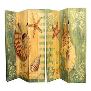 Striking Nautical Inspired Canvas Room Divider, Multicolor - Beach ...