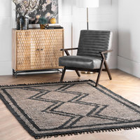 nuLOOM Hand Woven Leather Farren Striped Area Rug, 5'x8' - Scandinavian ...