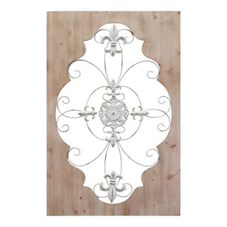 HomeRoots Distressed Wood and Metal Scroll Panel - French Country ...