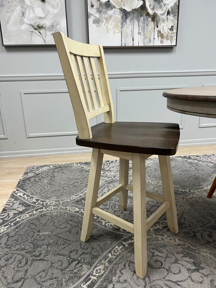 Slate Back Solid Wood Swivel Counter Height Stool - Transitional - Bar ...