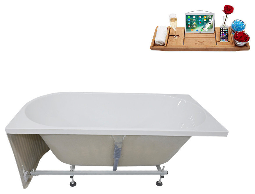59" Streamline N4020ORB Soaking Freestanding Tub and Tray With Internal ...