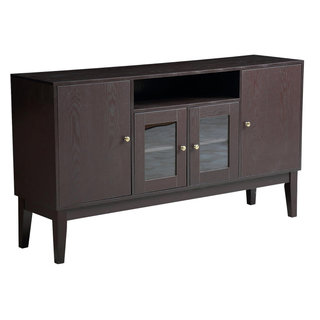 Modern Console Table, Hardwood Legs With Rectangular Top & Open Shelf ...