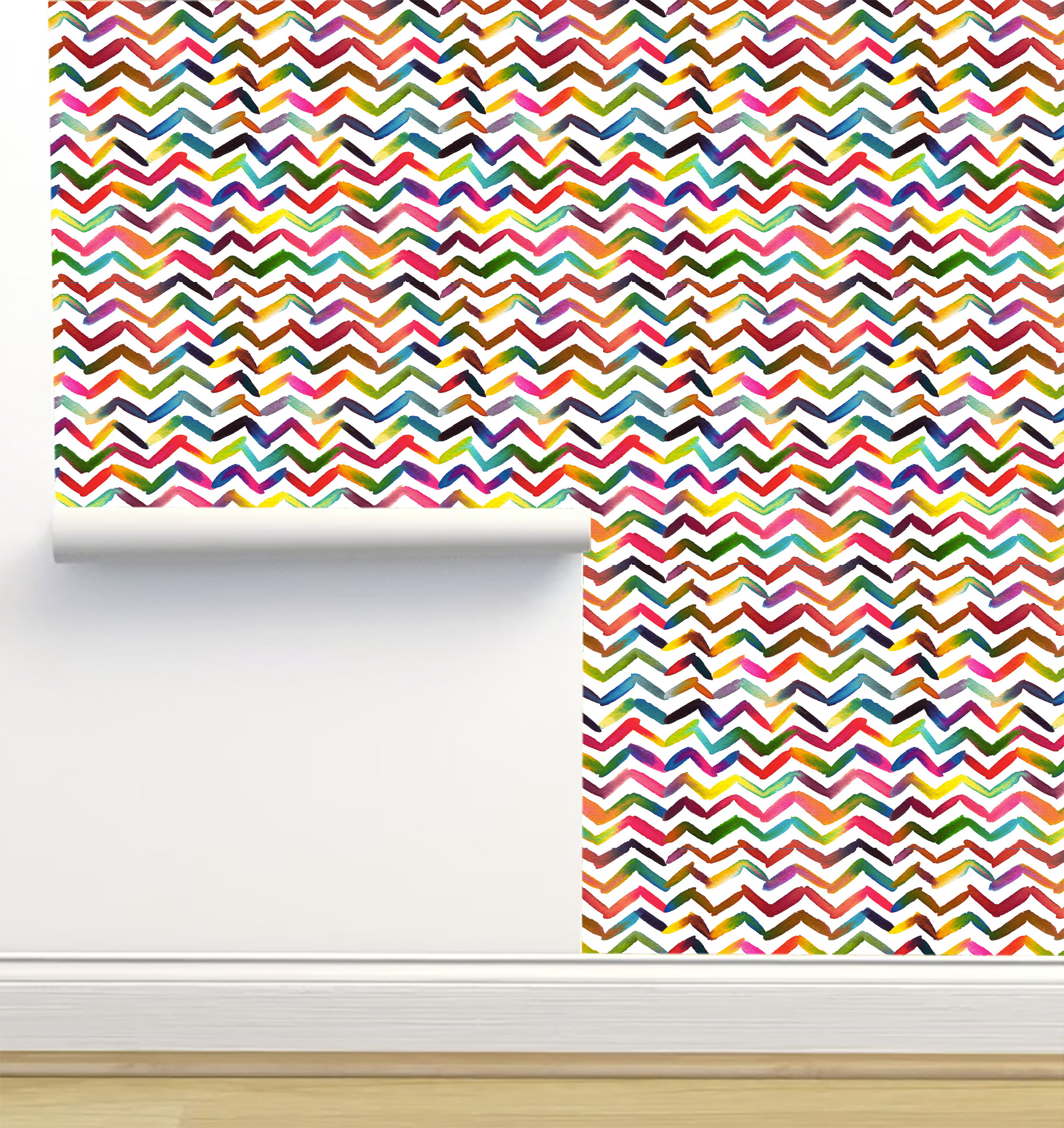 Colorful Chevron Stripes Wallpaper, 24"x72" - Contemporary - Wallpaper ...