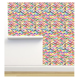 Colorful Chevron Stripes Wallpaper, 24"x72" - Contemporary - Wallpaper ...