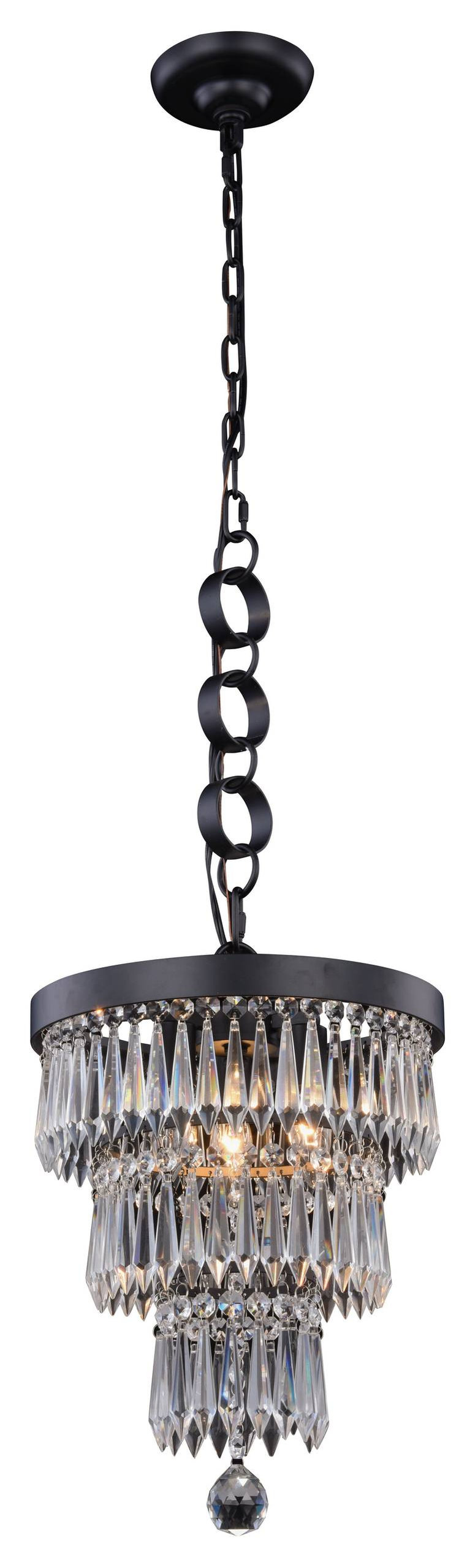 Bastille 3-Light Pendant, Mocha Brown, Royal Cut Clear Crystal ...