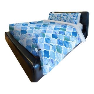 Ocean Moroccan, Blue Duvet Cover, Queen - Mediterranean - Duvet Covers ...