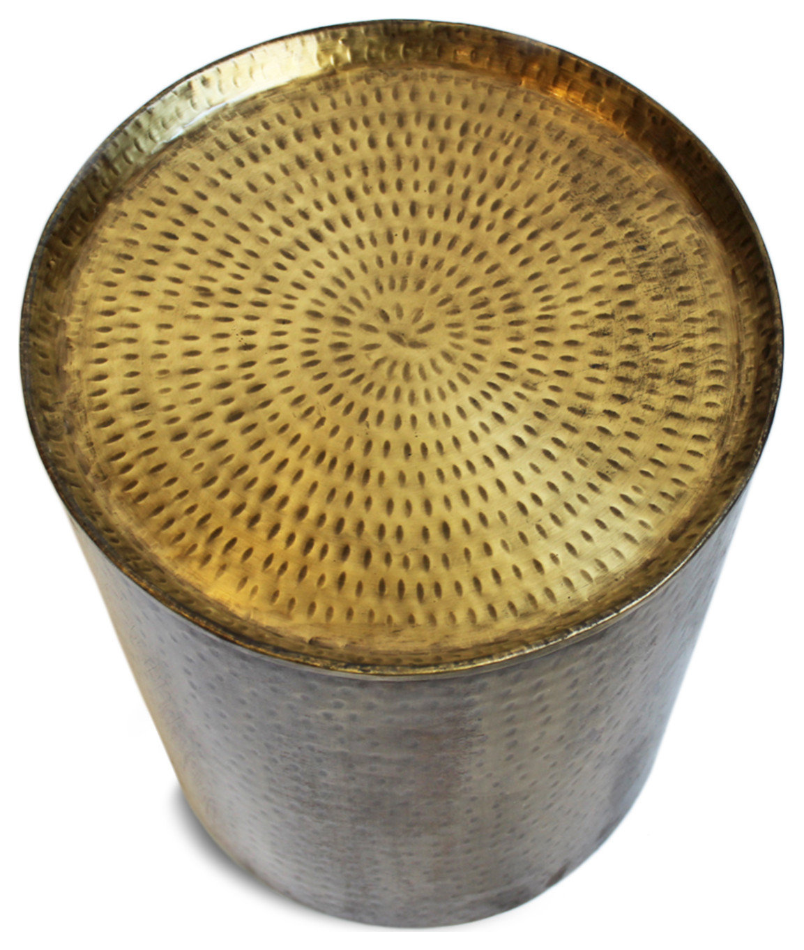 Brass Hammered Round Side Table - Industrial - Side Tables And End ...