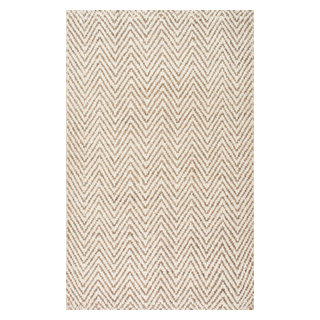 Handwoven Natural, Fibers Jute Jagged Chevron Rug, 6'x9' - Beach Style ...