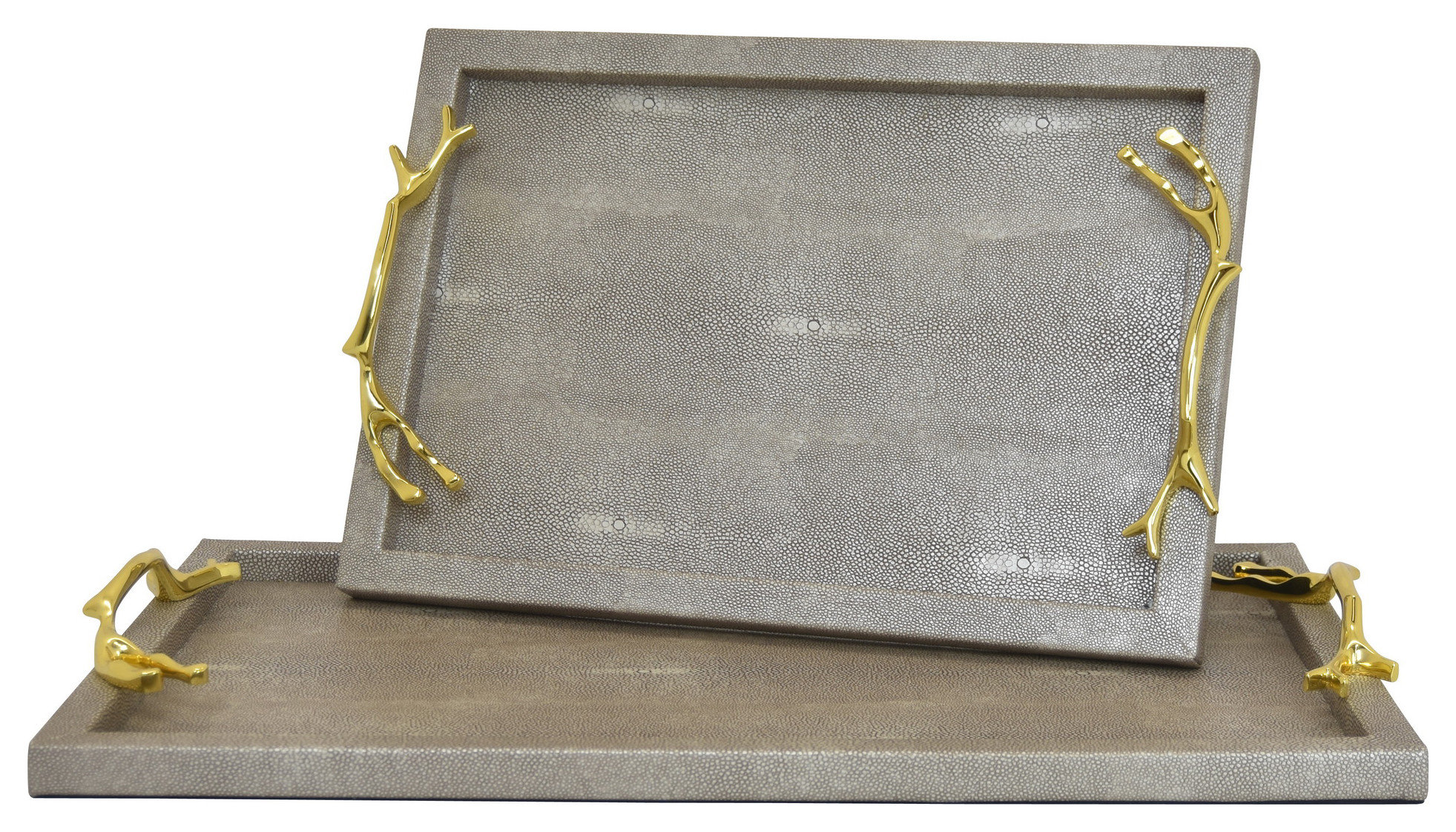 Plutus Brands Wood Tray Set Of 2, Gray Wood - Contemporary - Serving ...