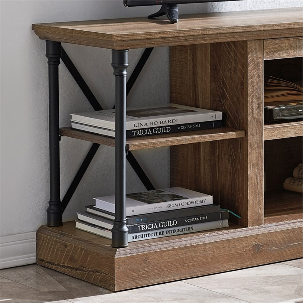 OS Home 6592 Contemporary Architecture Media Console in Rough Sawn ...