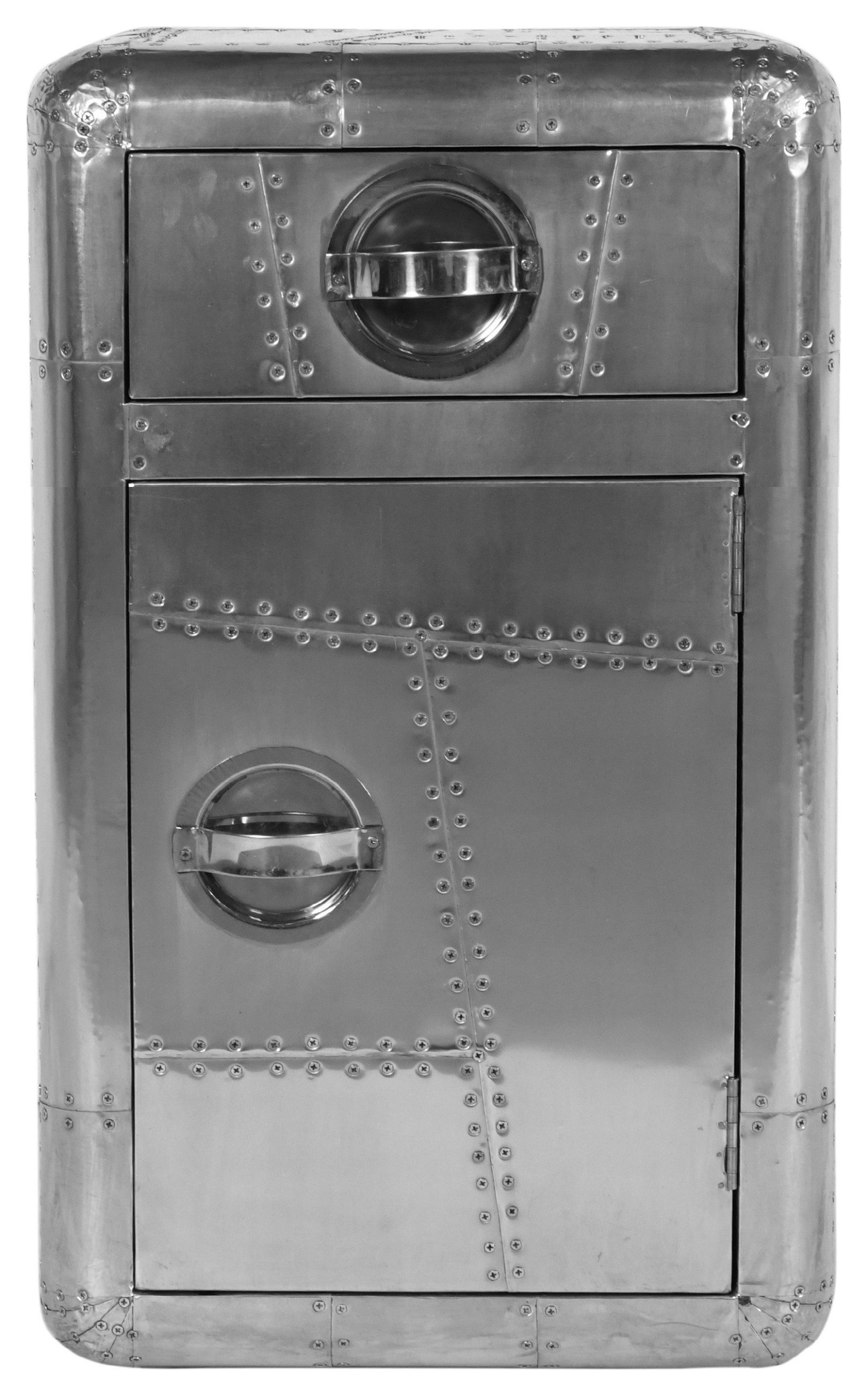 Aviator Aluminum Side Table With Door and Drawer - Industrial - Side ...