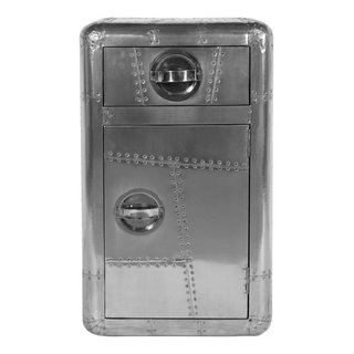 Aviator Aluminum Side Table With Door and Drawer - Industrial - Side ...