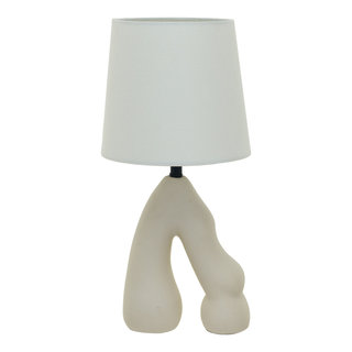 Ceramic Table Lamp With Volcano Finish, White - Transitional - Table ...