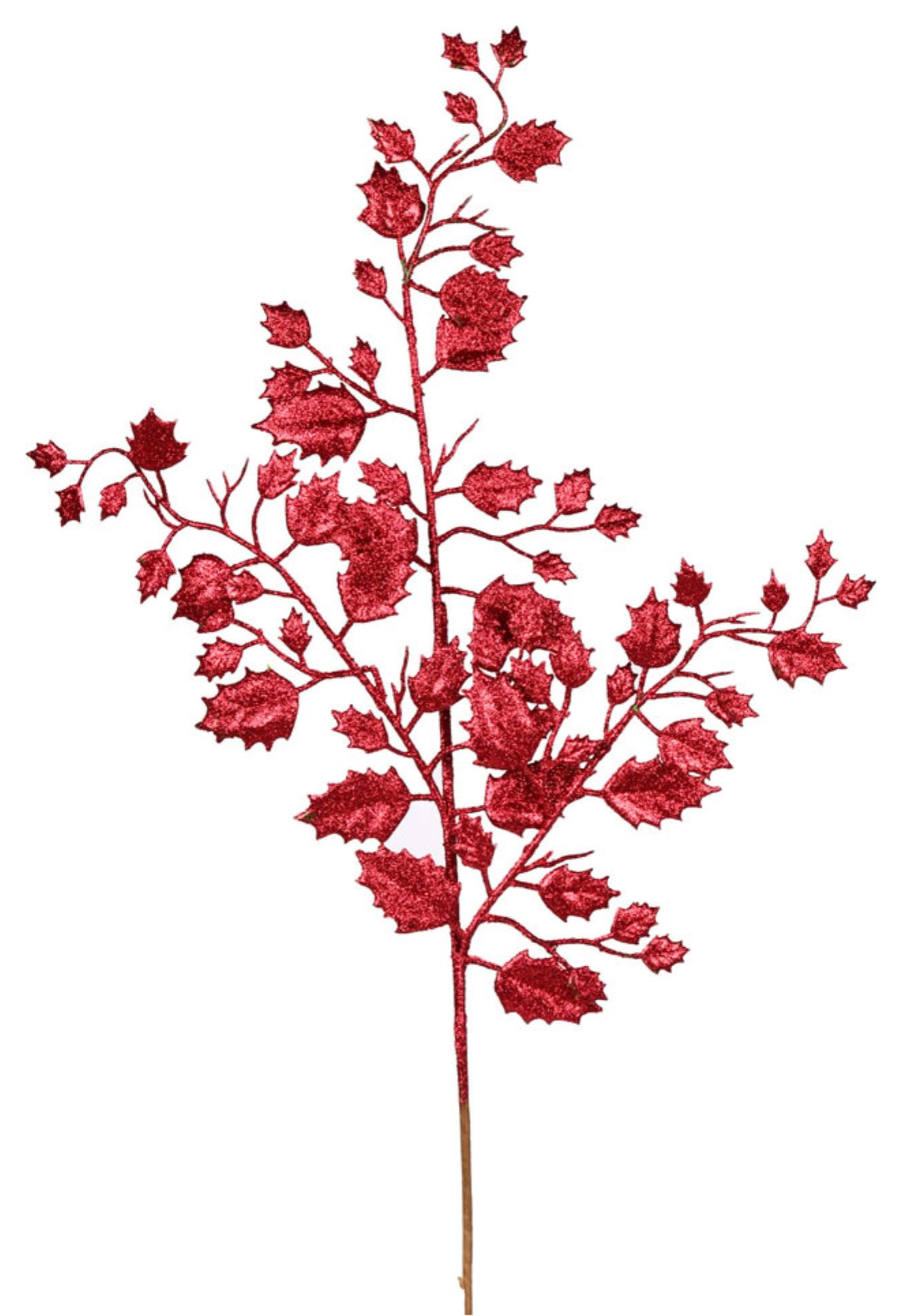 27" Burgundy Glitt Holly Leaf Spray 12Bx - Contemporary - Christmas ...