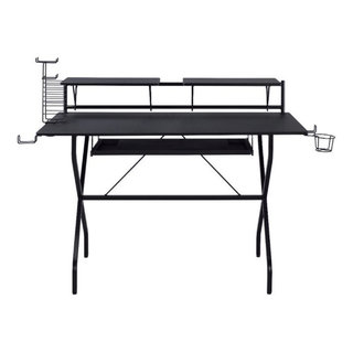 Metal Computer Desk With 2 Monitors, Black - Contemporary - Desks And ...