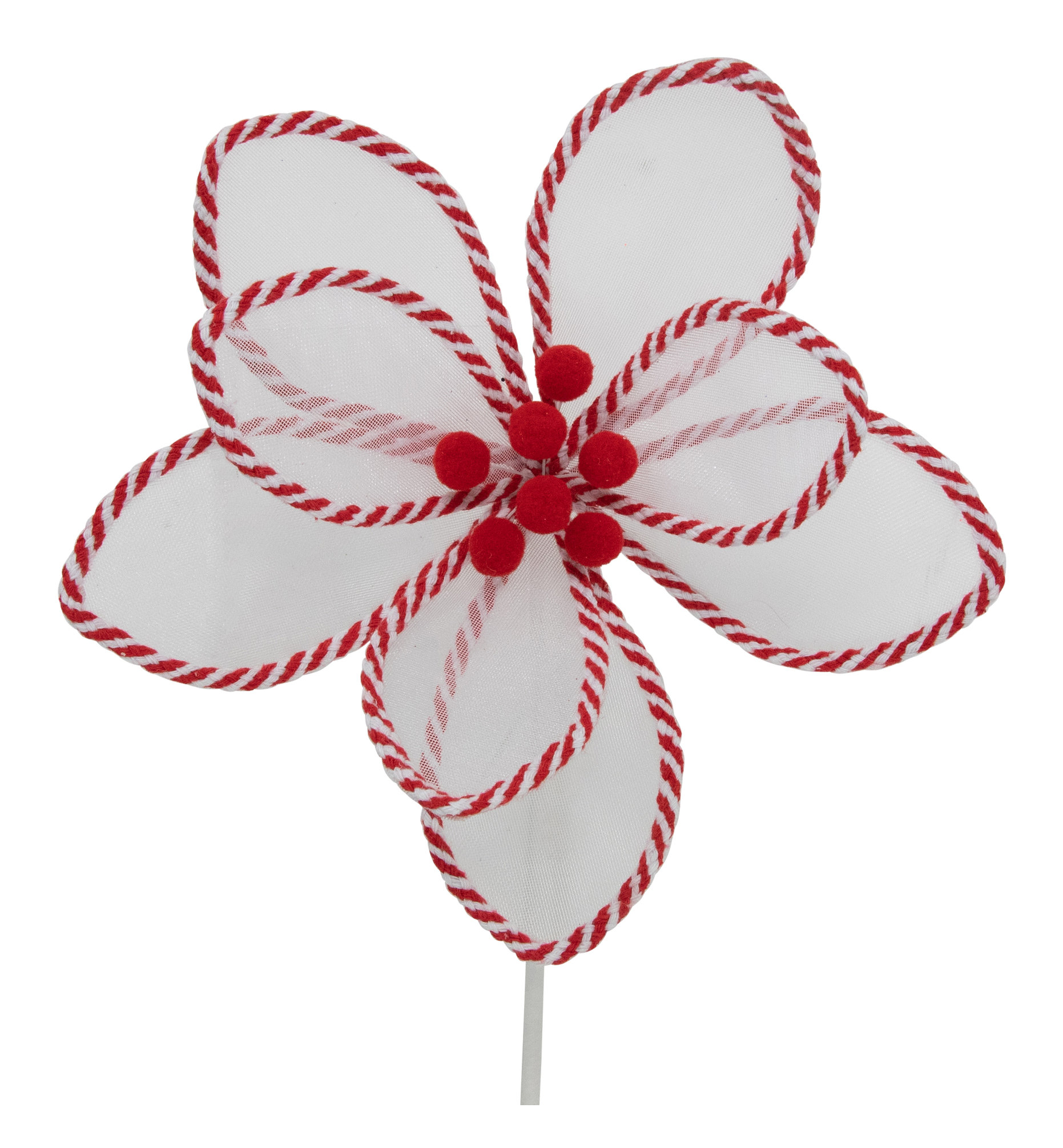 22" Candy Cane Poinsettia Floral Christmas Pick - Modern - Christmas ...