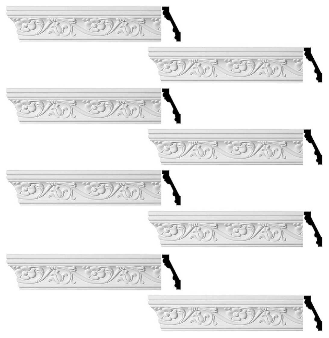 Ornate Cornice White Urethane Sainte Anne Design 8 Pieces Totaling 768 ...