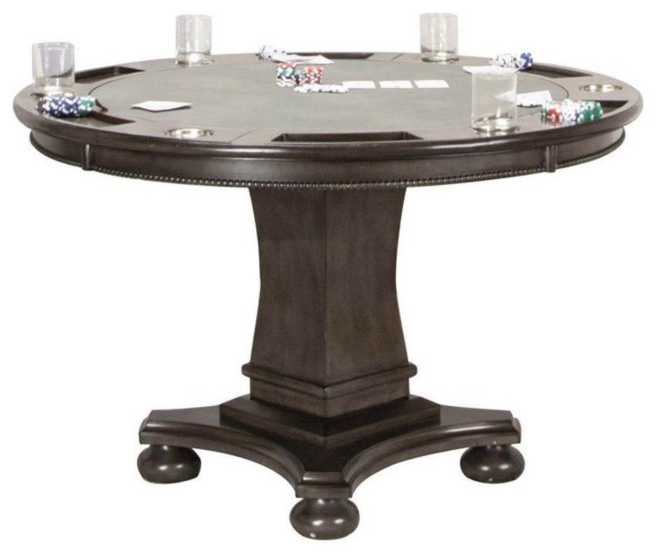 Bowery Hill 48" Round Reversible Top Wood Dining/Poker Table in Gray ...