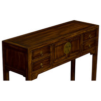 45in Mahogany Finish Elmwood Chinese Mandarin Console Cabinet - Asian ...