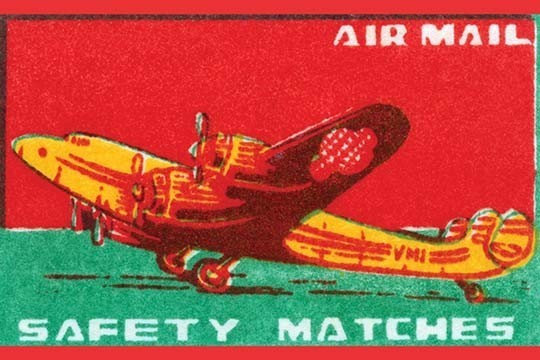 Air Mail Safety Matches, 20" x 30" - Contemporary - Prints And Posters ...