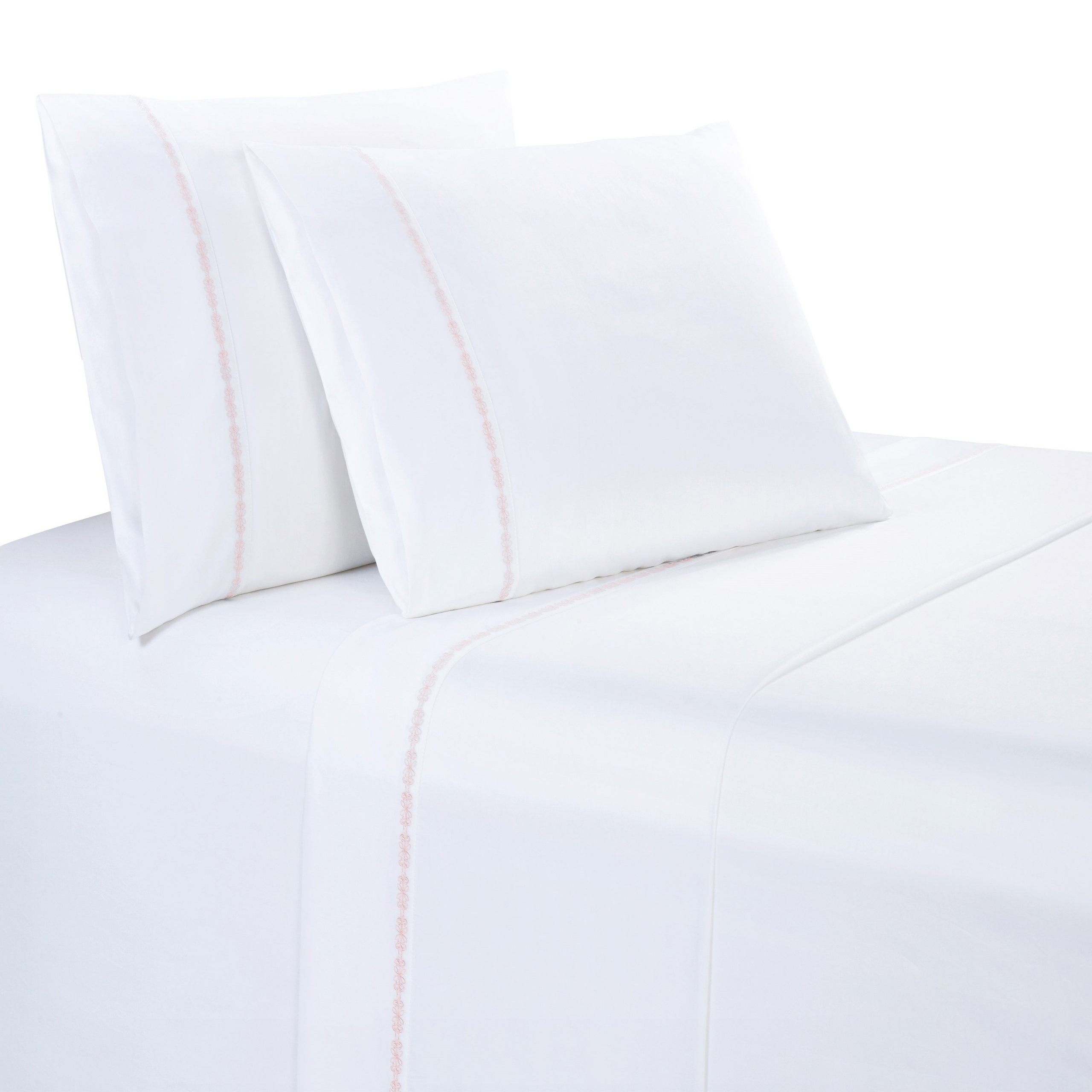 350TC Laurel Embroidered Border Sheet Set, 4 Piece, Full - Transitional ...