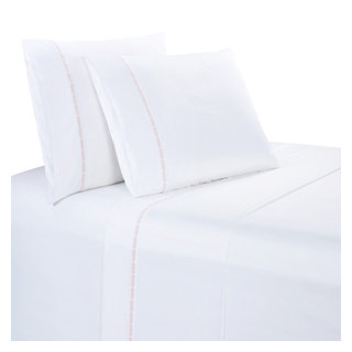 350TC Laurel Embroidered Border Sheet Set, 4 Piece, Full - Transitional ...