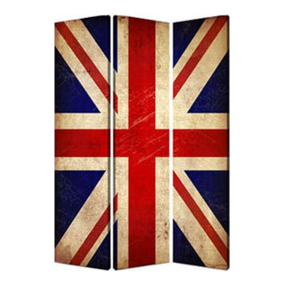 1" x 48" x 72" Multi Color Wood Canvas Union Jack Screen - Contemporary ...