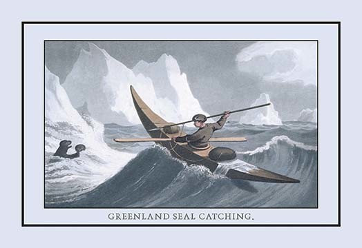 Greenlanders Seal Catching, 12" x 18" - Traditional - Prints And ...