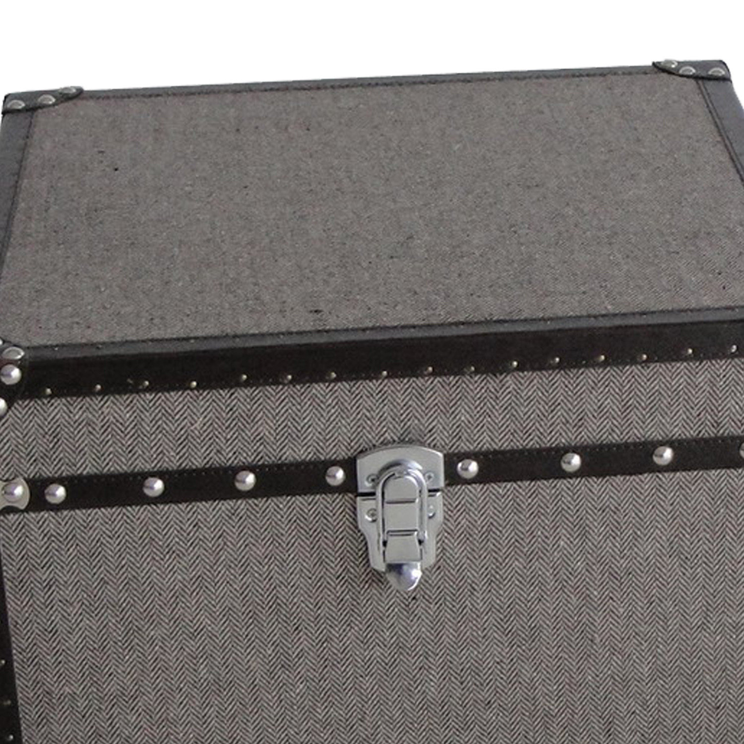 Benzara BM205932 Fabric Square Trunk with Nail head Details, S/2, Gray ...