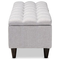 Jake Mid-Century Modern Fabric Dark Brown Wood Storage Bench ...